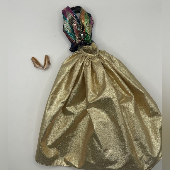 Barbie | Toys | Barbie Gold Maxi Skirt With Multicolor Top | Poshmark